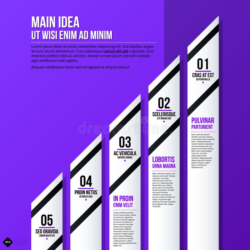 Six Vertical Elements Infographic with Color Bookmarks Stock Vector ...