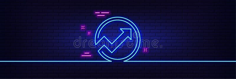 Chart Line Icon. Report Graph in Circle Sign. Neon Light Glow Effect ...