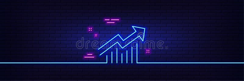 Chart Line Icon. Report Graph Sign. Neon Light Glow Effect. Vector ...