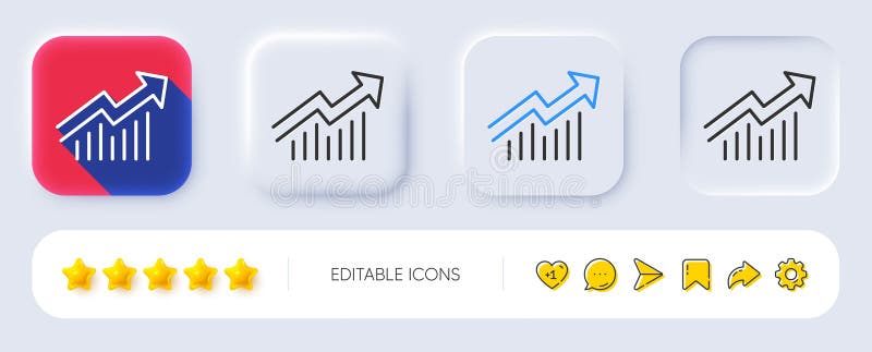 Chart Line Icon. Report Graph Sign. Neumorphic Buttons. Vector Stock ...