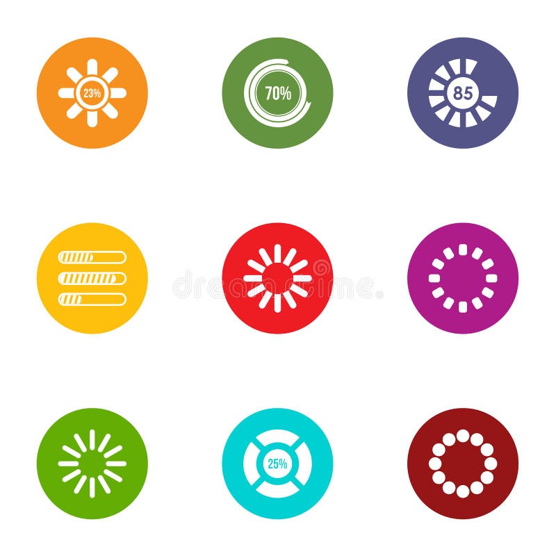 Chart Loading Icons Set, Flat Style Stock Vector - Illustration of ...