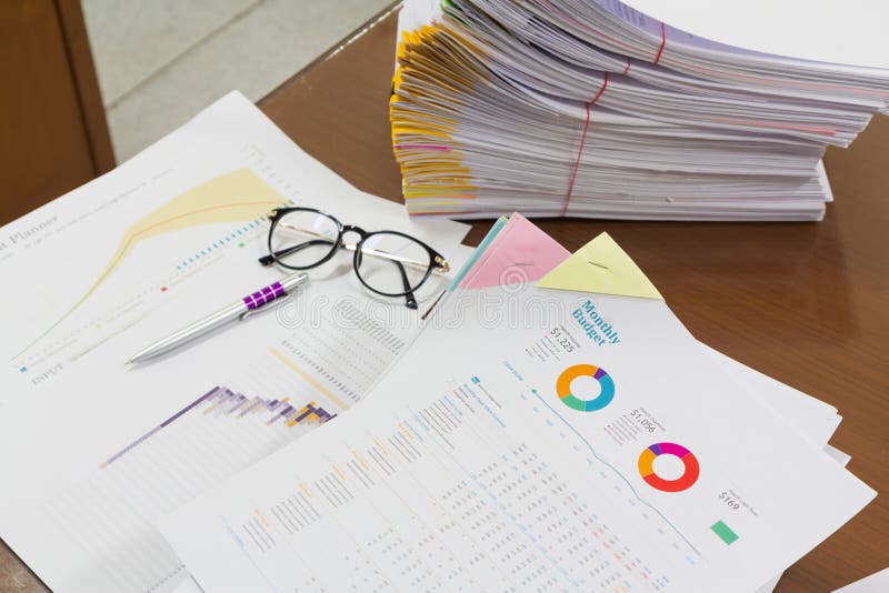 Chart and Paperwork on Office Table Stock Image - Image of financial ...