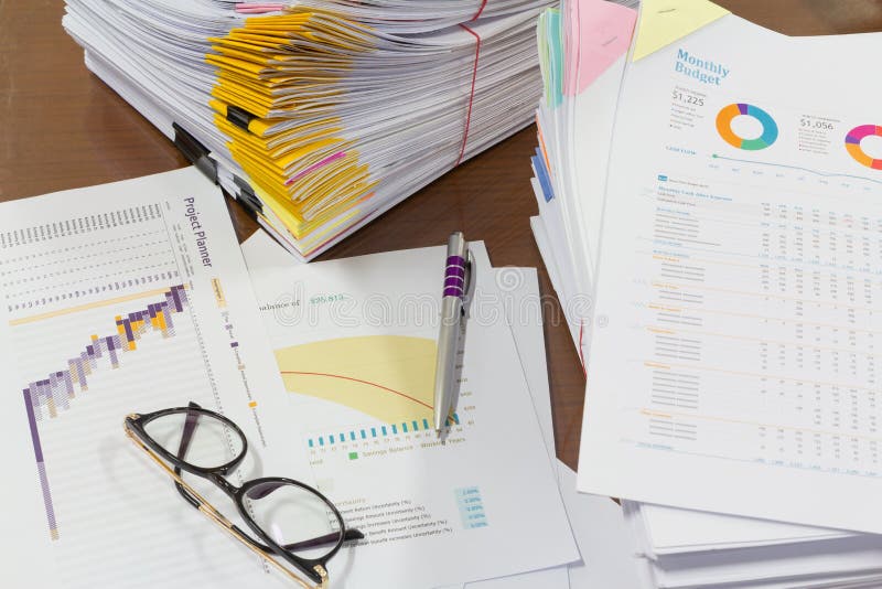 Chart and Paperwork on Office Table Stock Image - Image of detail ...