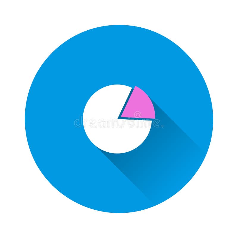 Chart Pie Colored Icon on Blue Background. Flat Image with Long Shadow ...