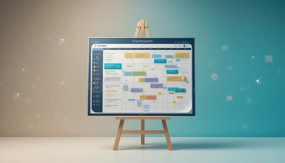 Chart Presentation on Easel Shows Workflow or Project Management Stock ...