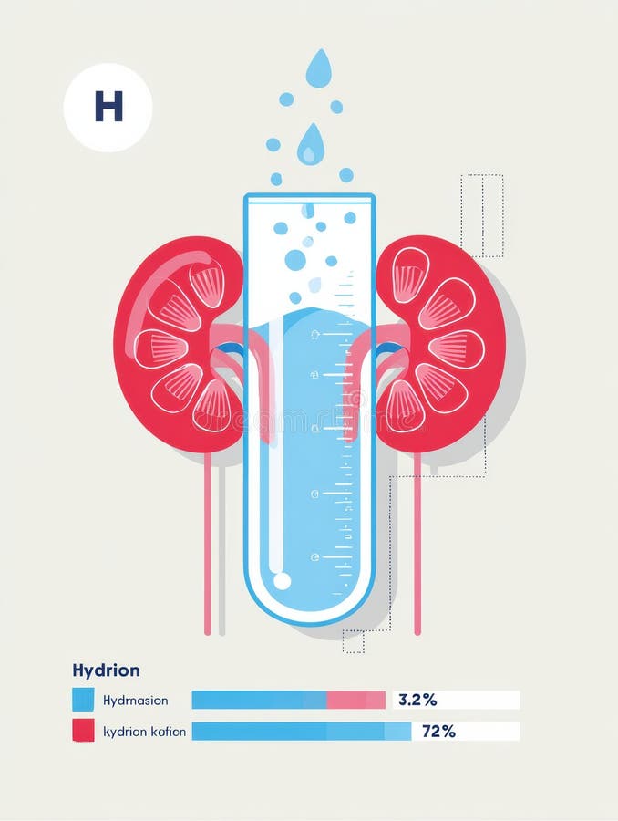 Chart Illustrating Hydration Levels and Kidney Efficiency with Detailed ...