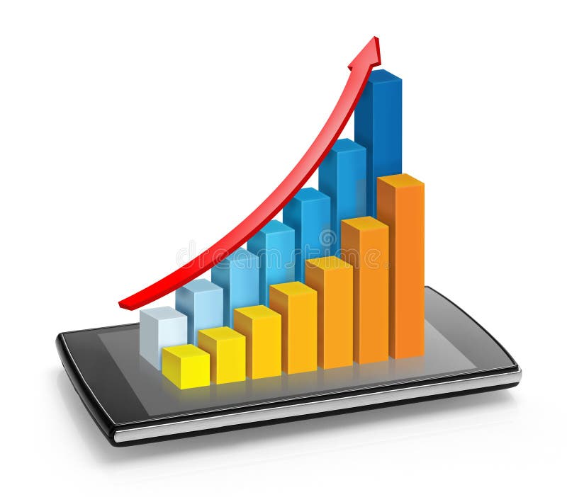 Chart Projecting from Mobile Phone Stock Illustration - Illustration of ...