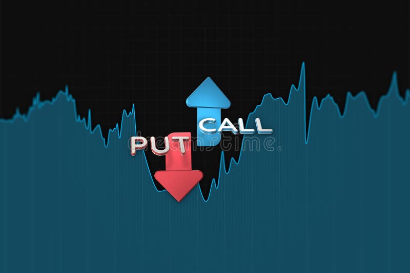 Chart with Put and Call Color Arrows Binary Option. 3D Illustration ...