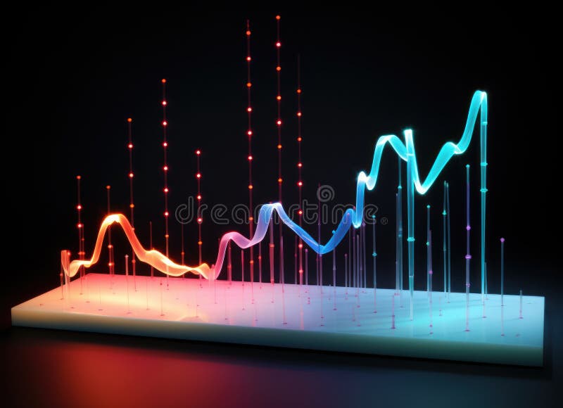 Chart Rendered with Colored Lights AI Generated Stock Illustration ...
