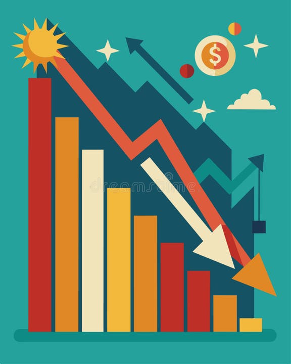 A Chart Showcasing a Significant Decrease in Economic Growth and Development.. Vector ...