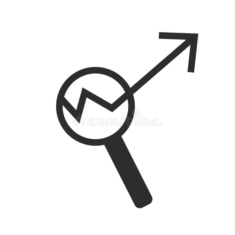 Chart Simple Icon. Report Graph or Sales Growth Sign in Magnifying ...