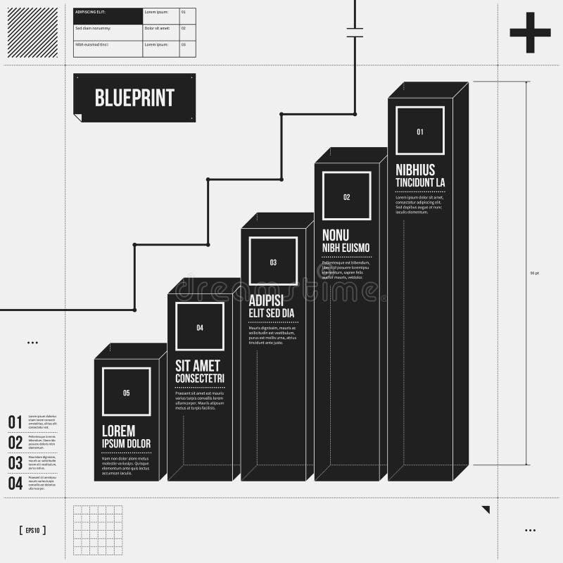 Chart Template with Five Bars in Draft Style Stock Vector ...