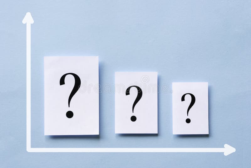 Chart with Three White Cards with Question Marks Stock Photo - Image of ...
