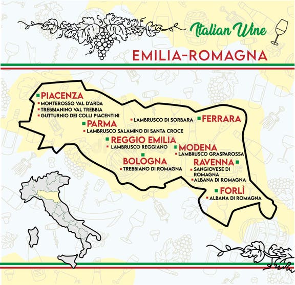 Chart of Typical Wines from Emilia Romagna, Italy Stock Vector ...