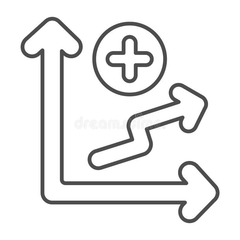 Chart with Upward Curved Arrow and Plus Thin Line Icon, Diagram Concept ...