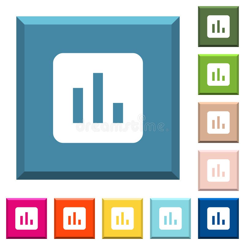 Chart White Icons on Edged Square Buttons Stock Vector - Illustration ...