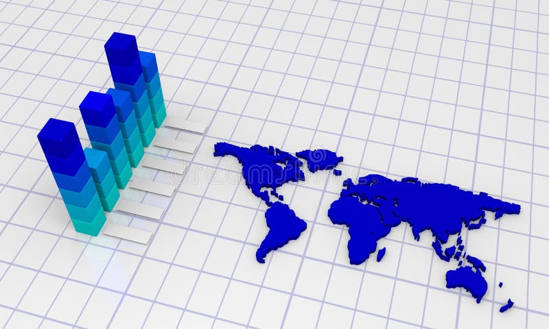 Chart with world map stock illustration. Illustration of graphic - 23704225
