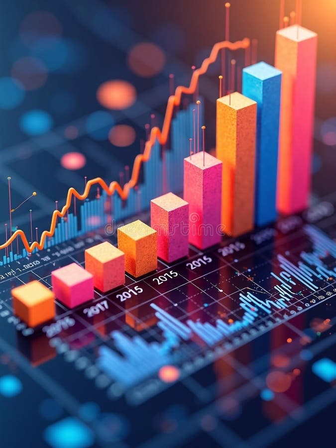 Chart with Years Data Statistics and Growth by Year Stock Illustration ...