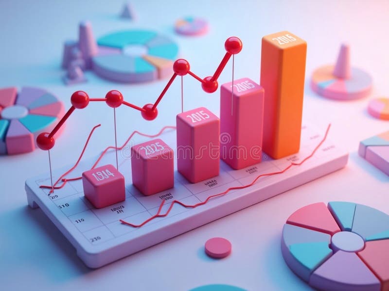 Chart with Years Data Statistics and Growth by Year Stock Illustration ...