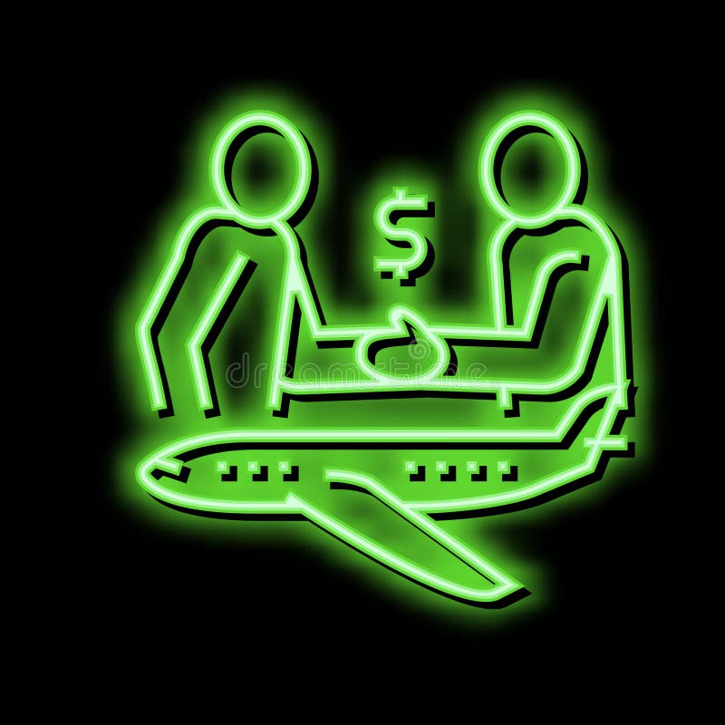 Charter Flight Neon Glow Icon Illustration Stock Vector - Illustration ...