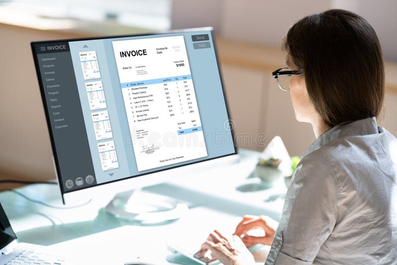 Chartered Professional Accountant Working with Invoice Stock Image ...