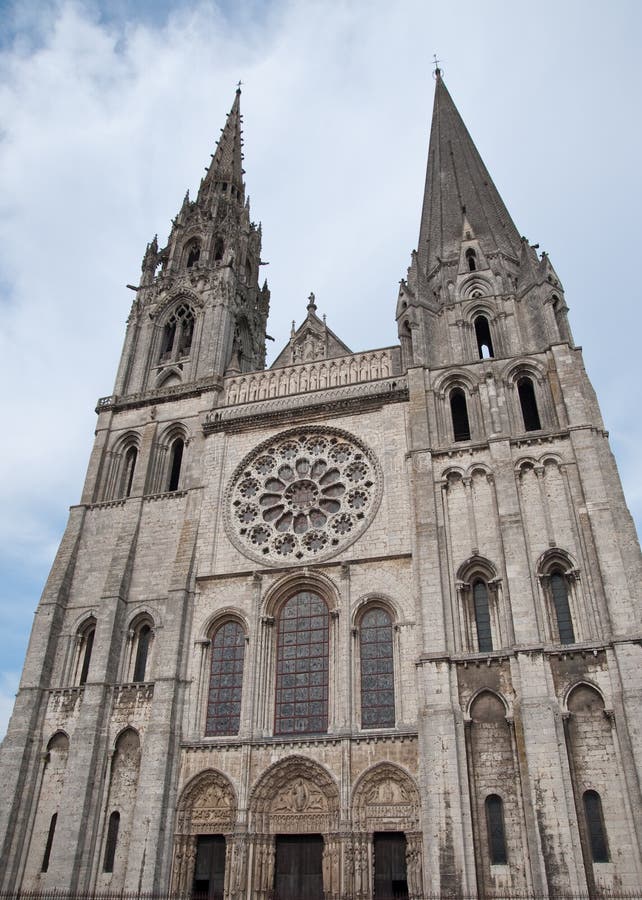 Main Facade, Chartres Cathedral, France Stock Photo - Image of europe ...