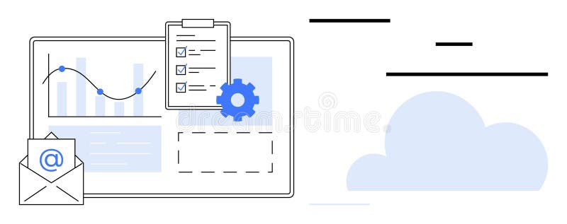 Cloud Data Management with Email, Graphs, and Analytics Integration Overview Stock Illustration ...