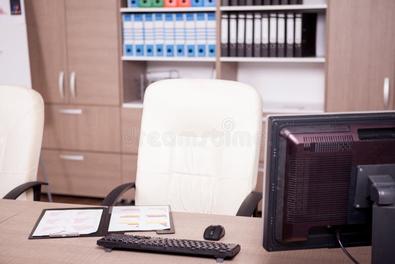 Charts of Business on Table on Office Stock Photo - Image of chair ...