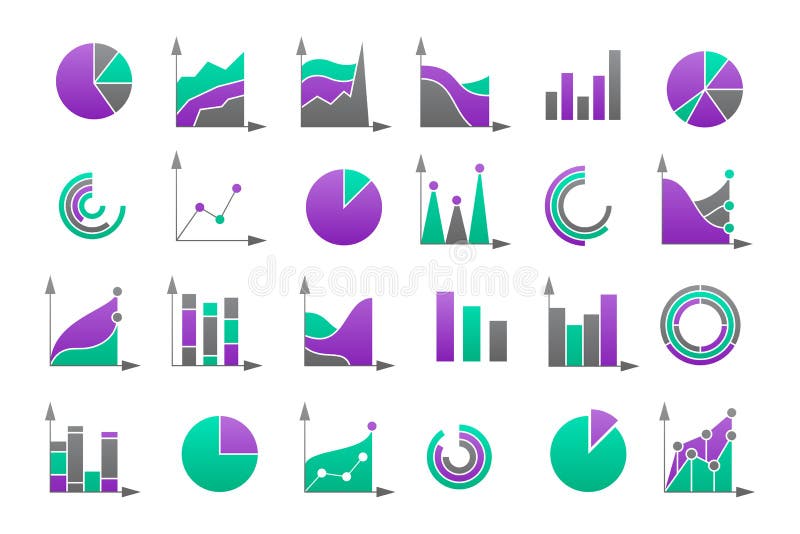 Charts Coloured Vector Icons Set Stock Vector - Illustration of money ...