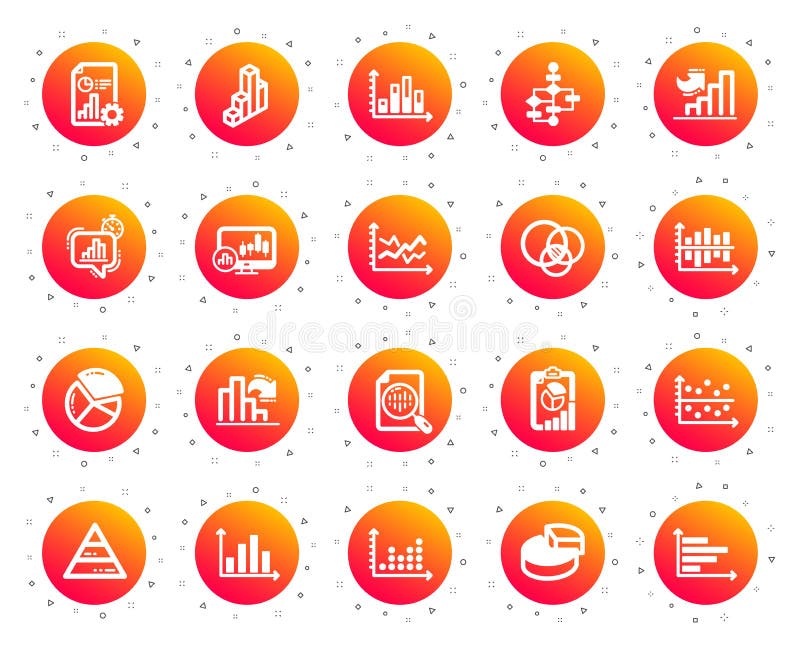 Charts and Diagrams Icons. Set of 3D Chart, Block Diagram and Dot Plot ...