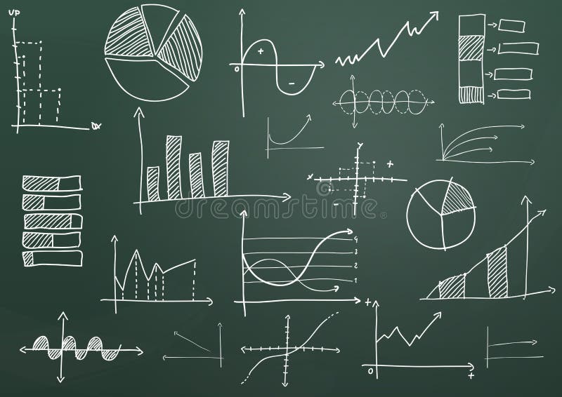 Charts and diagrams stock illustration. Illustration of chalkboard ...