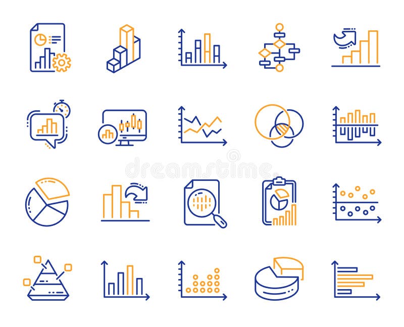 Charts and Diagrams Line Icons. Set of 3D Chart, Block Diagram and Dot ... Charts and Diagrams Line Icons. Set of 3D Chart, Block Diagram and Dot ...