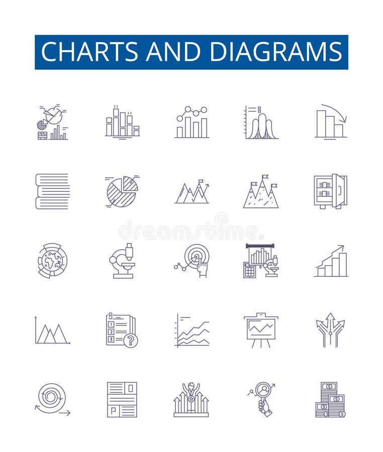Charts and Diagrams Line Icons Signs Set. Design Collection of Graphs ...