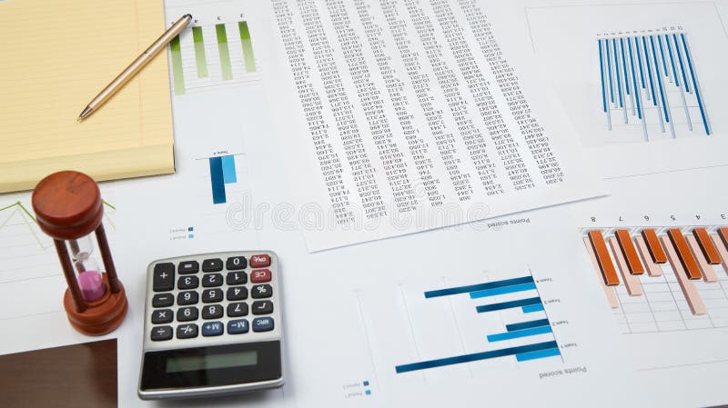 Charts, and Graphs on the Desk. Business Desk Concept Stock Image ...