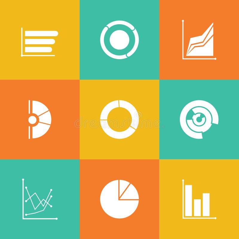 Charts and Graphs Icons. Vector Illustration Decorative Design Stock ...