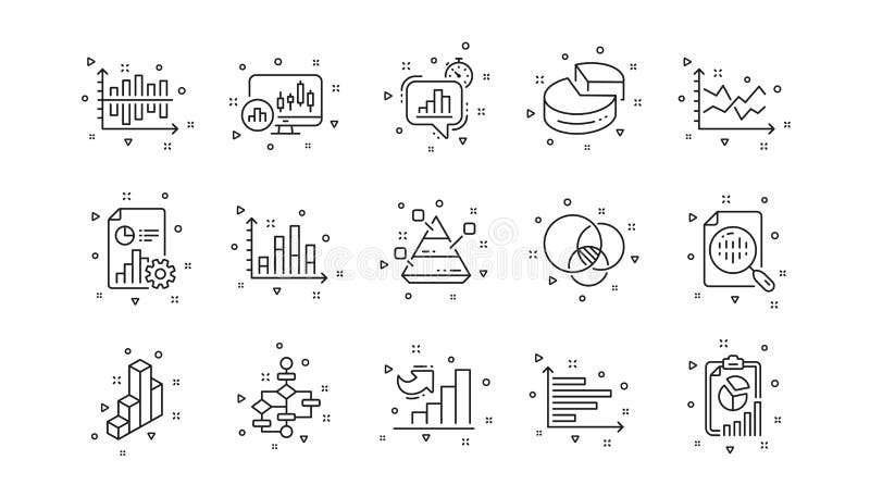 Charts and Graphs Line Icons. Infochart, Block Diagram and Algorithm ...