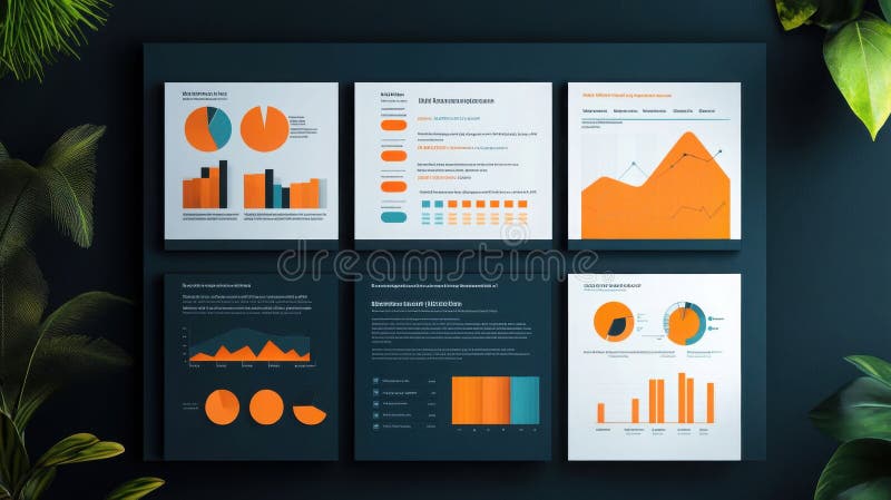 Data Visualization Orange and Teal Charts on Dark Background AI ...