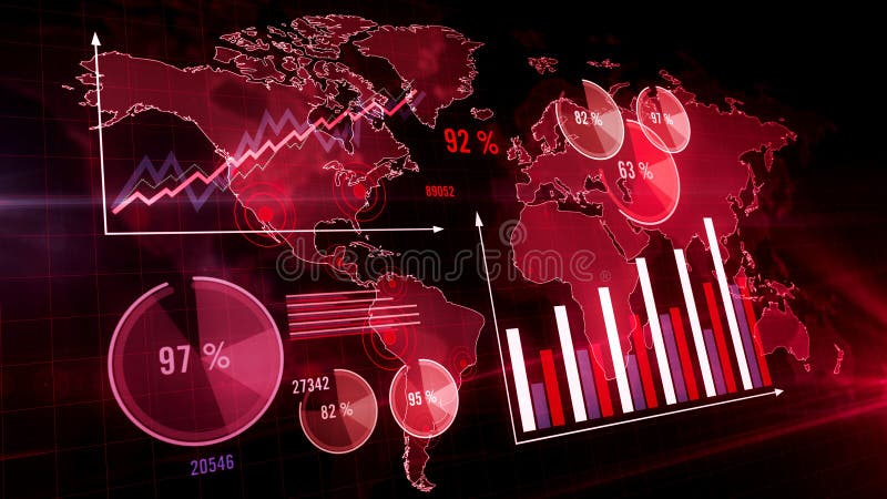 Charts, Graphs and Statistic Bars Red 3d Illustration Stock ...