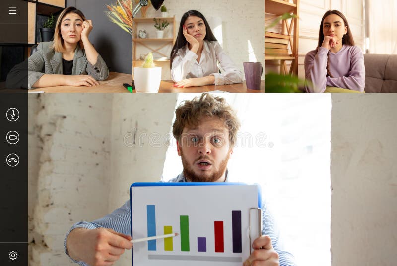 Teamworking by Group Video Call Share Ideas Brainstorming Use Video ...