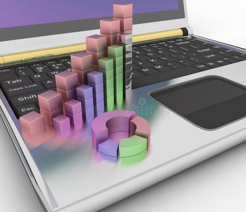 Charts of Growth on the Keyboard of Computer Stock Illustration ...
