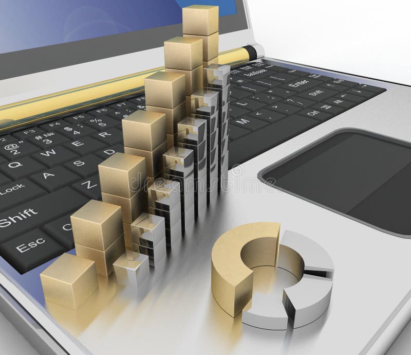 Charts of Growth on the Keyboard of Computer Stock Illustration ...