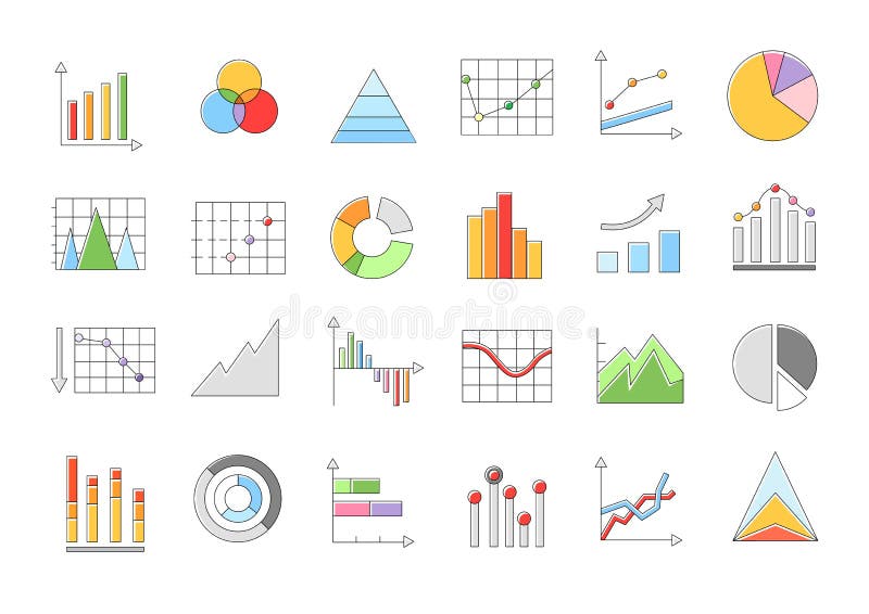 Charts icons set set stock illustration. Illustration of icons - 74815135