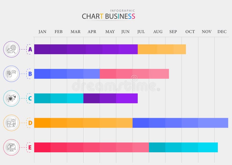 Charts Infographic 12 Months Modern Timeline Diagram Calendar Separated ...