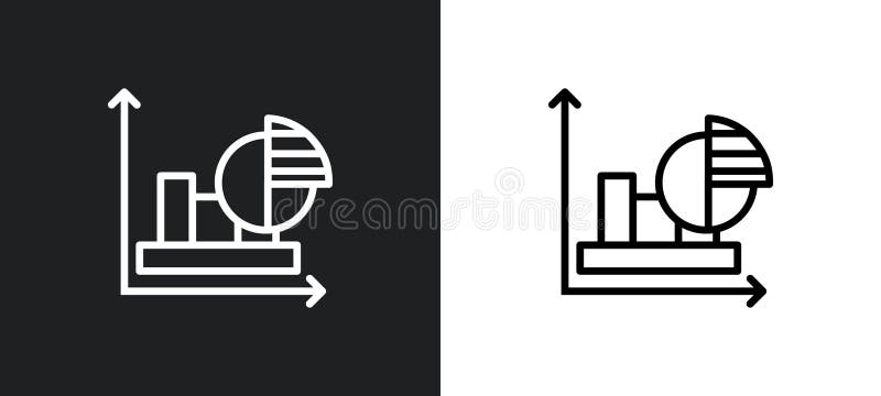 Charts Outline Icon in White and Black Colors. Charts Flat Vector Icon ...