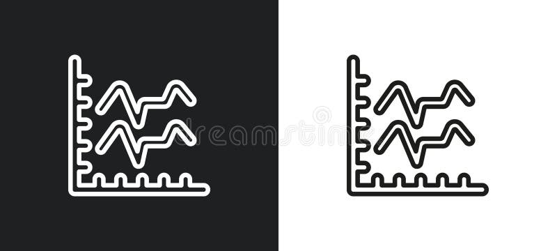 Charts Outline Icon in White and Black Colors. Charts Flat Vector Icon ...