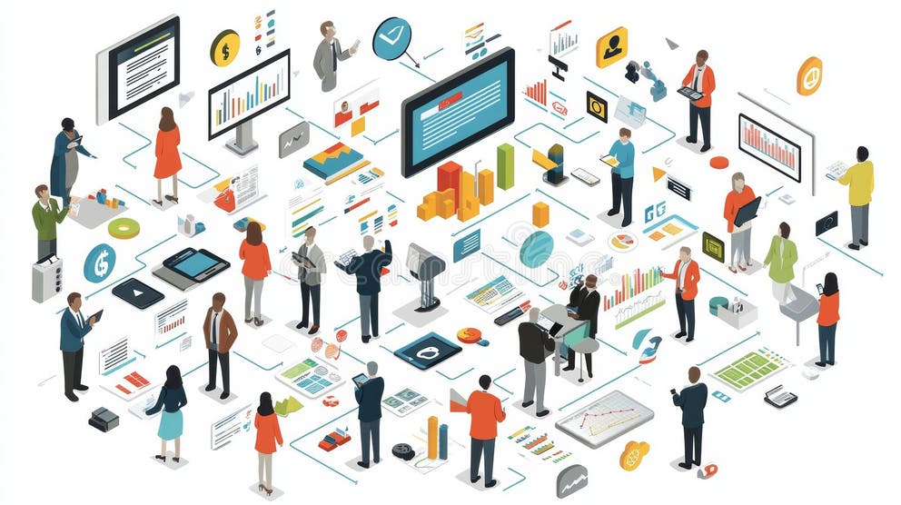 Charts are Used in Data Visualization Concepts. Modern Illustration ...