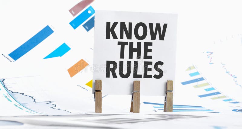 Charts and White Sticker with Text Know the Rules Stock Image - Image ...