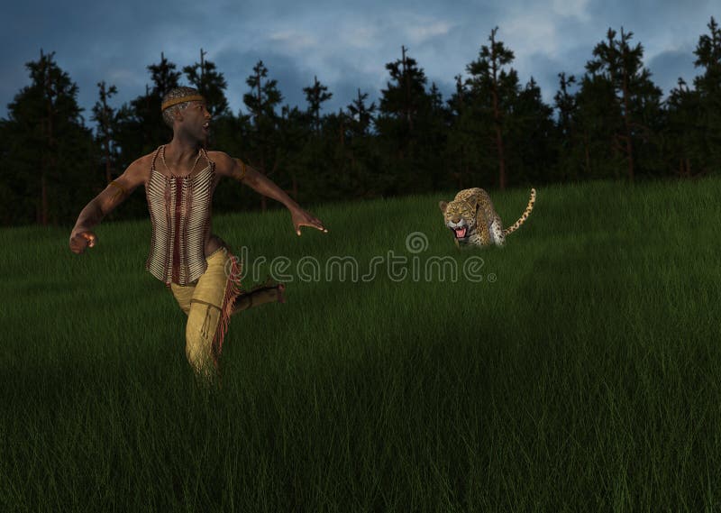 Chase by a Cat Leopard Illustration Stock Illustration - Illustration ...