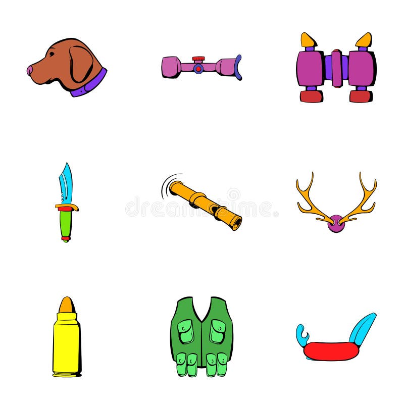 Chase Icons Set, Cartoon Style Stock Vector - Illustration of pointer ...