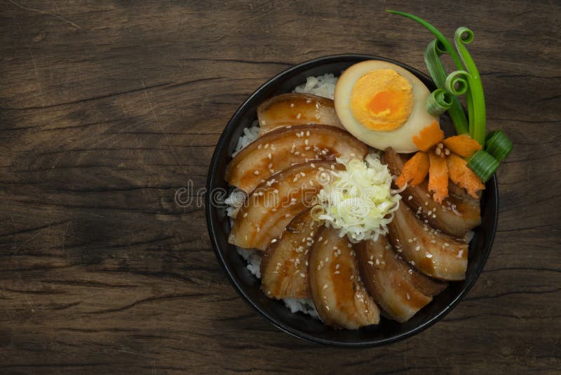 Chashu Don Rice With Boiled Pork In Brown Sauce Recipe Served Egg Stock Image Image Of Boiled